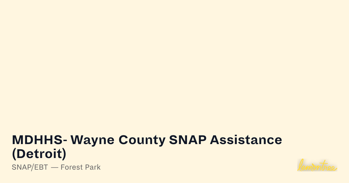 MDHHS- Wayne County SNAP Assistance (Detroit) — Lemontree